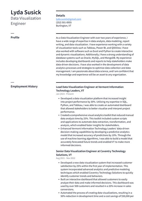 Meta Data Visualization Engineer Resume Examples Resumecat