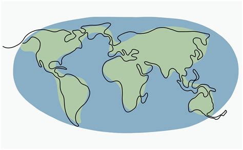 Mapa Mundial De Dibujo Continuo A Mano Alzada Vector En Vecteezy
