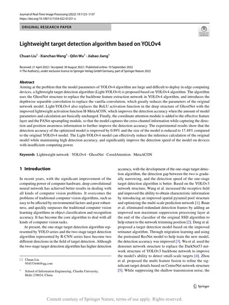 lightweight target detection algorithm based on yolov4