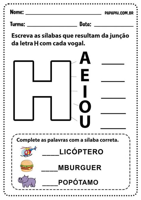 Atividades Do Alfabeto A Letra H Papapiu