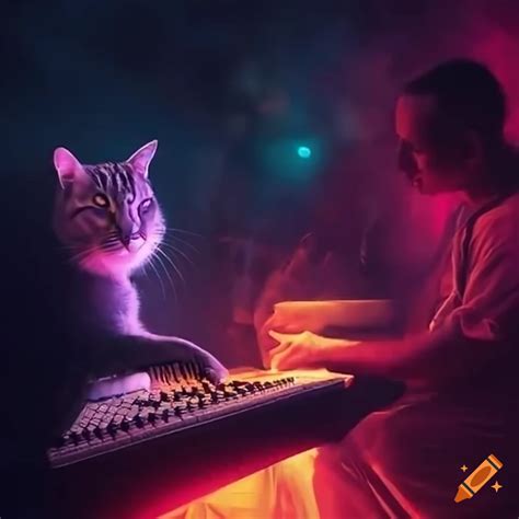 Spectacular Rave With Cats And Music In An Office