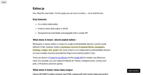 React Editor Js Forked Codesandbox
