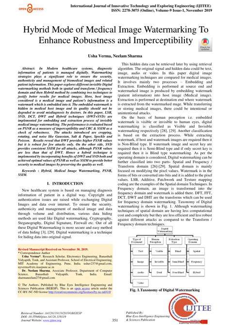 pdf hybrid mode of medical image watermarking to enhance robustness and imperceptibility