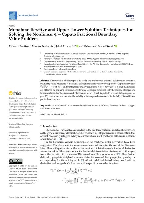 pdf monotone iterative and upper lower solution techniques for solving the nonlinear ψ−caputo