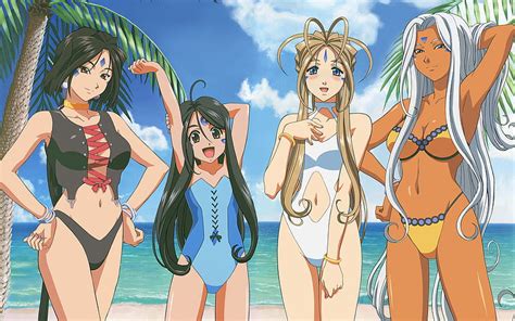 Anime Beach Swimsuit Belldandy Ah My Goddess Skuld Ah My