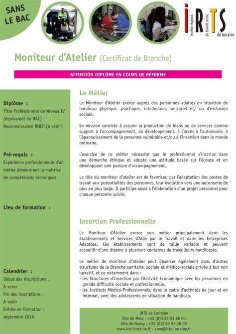 PDF Moniteur Datelier Certificat De Branche Sein Dun ESAT Ou D