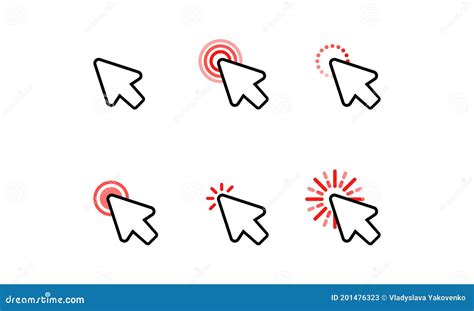 Computer Muis Klik Op Cursor Pijl Pictogrammen Instellen Doel Klikt