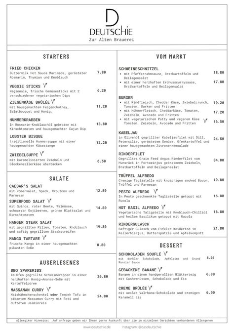 Speisekarte Von Alte Brauerei Restaurant Koblenz