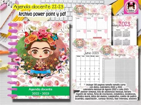 Kit Imprimible Agenda Docente Maestra Frida