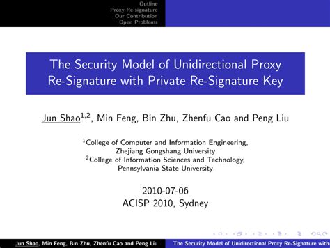 pdf the security model of unidirectional proxy re signature with private re signature key