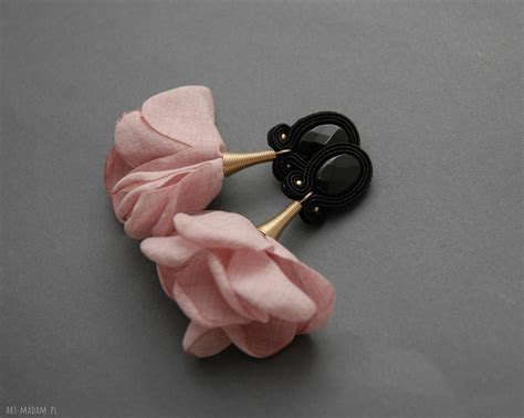 klipsy sutasz z kwiatkiem handmade ღ art Madam pl