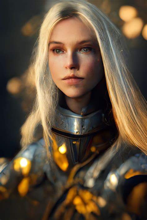 Beautiful Elf Knight Portrait Blond Long Hair Midjourney