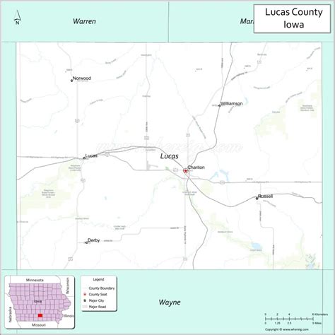 Map Of Lucas County Iowa Showing Cities Highways Important Places