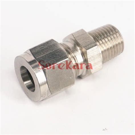 1 4 BSPT Male 304 Stainless 8mm OD Tube Double Ferrule Compression