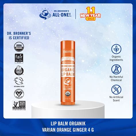Jual Dr Bronner S Lip Balm Organik Varian Orange Ginger 4 G Shopee
