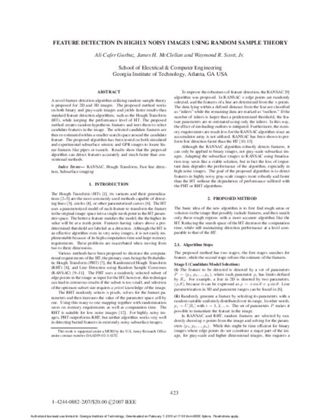 pdf feature detection in highly noisy images using random sample theory ali cafer gurbuz
