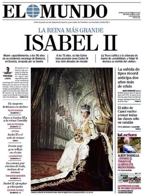 La muerte de Isabel II protagoniza las portadas de los periódicos de