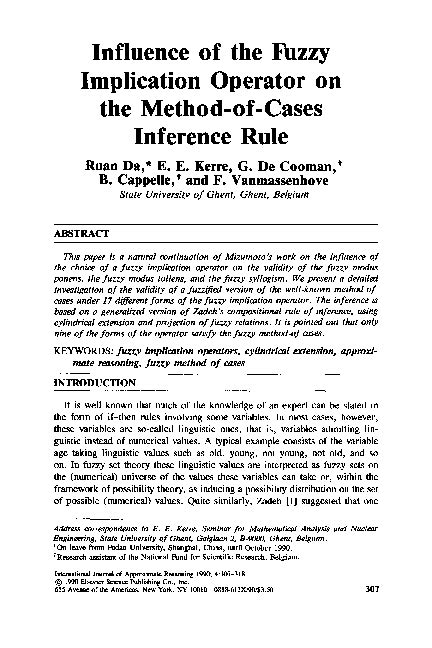 pdf influence of the fuzzy implication operator on the method of cases inference rule