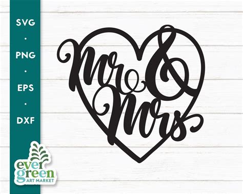 Wedding Cake Topper Svg Mr And Mrs Heart Cake Topper Svg Engaged