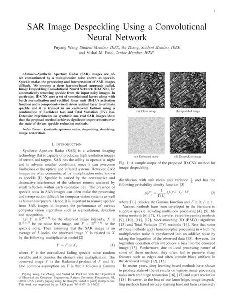 pdf sar image despeckling using a convolutional neural …vmp93 journal pub despeckle spl v5 pdf
