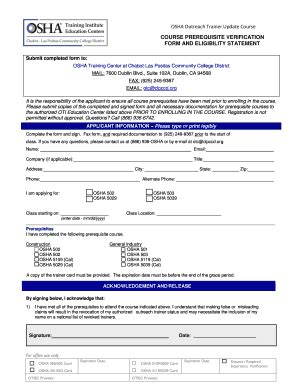 Fillable Online COURSE PREREQUISITE VERIFICATION FORM AND ELIGIBILITY