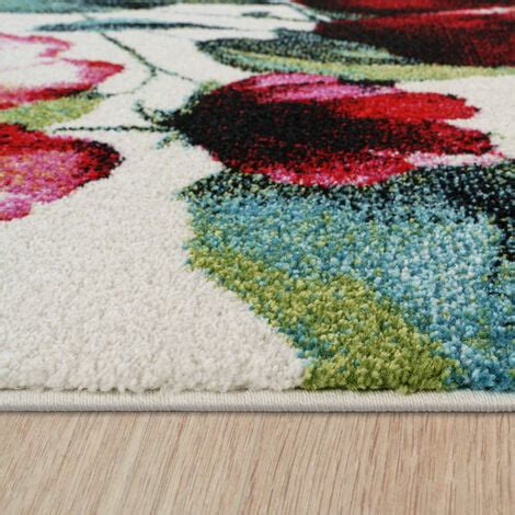 Paco Home Tapis Moderne Effet Toile Tapis Motif Fleurs Color M Lange