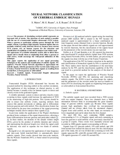 pdf neural network classification of cerebral embolic signals antonio e b ruano