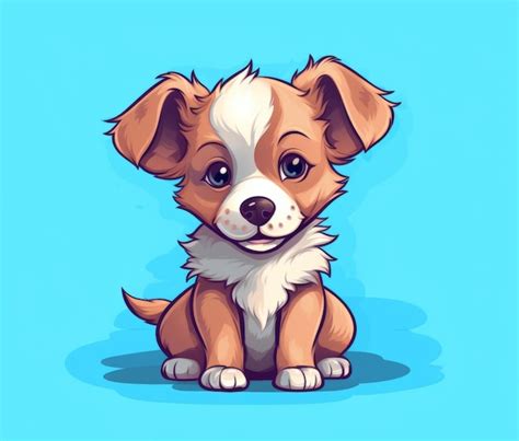 Un Dibujo De Dibujos Animados De Un Cachorro Con Un Fondo Azul Foto