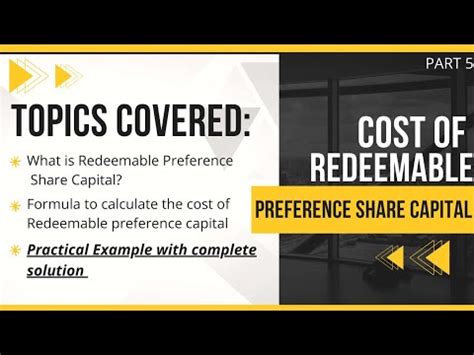 Cost Of Redeemable Preference Share Capital Cost Of Preference Share