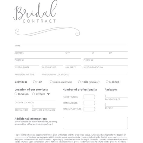 Wedding Hair Makeup Contract Template Saubhaya Makeup
