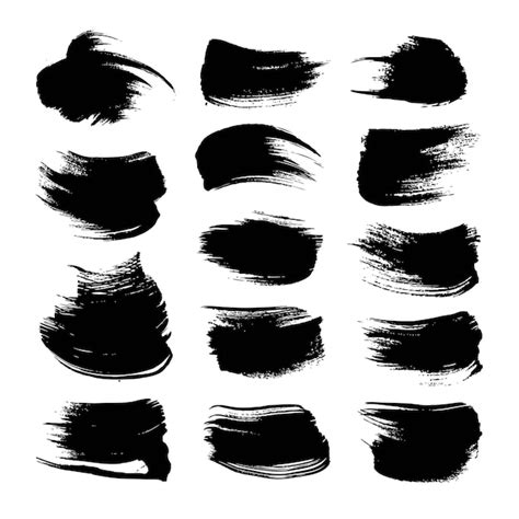 Traçados de tinta preta grandes e texturizados abstratos isolados em um