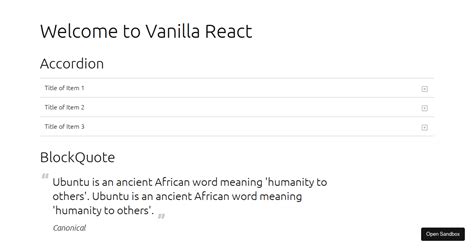 vanilla framework react examples codesandbox