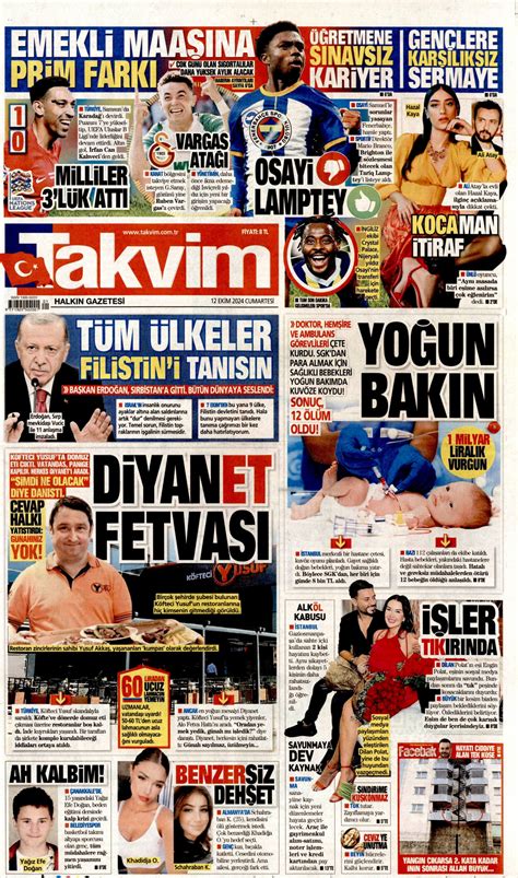 Takvim Gazetesi Takvim Manşet Oku Haberler 12 Ekim 2024
