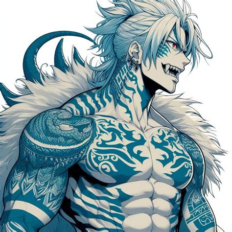 An Image Of A Man With Tattoos On His Chest