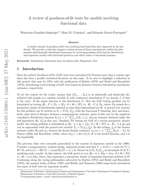 pdf a review of goodness of fit tests for models involving functional data