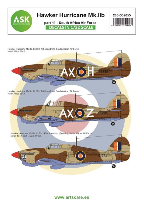 1 32 Hawker Hurricane Mk IIB part 11 South African Air Force Vše