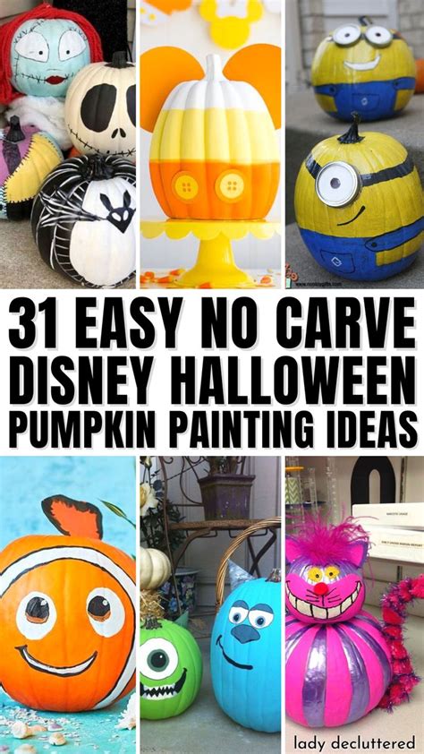 Easy Disney Pumpkin Painting Ideas Lady Decluttered In