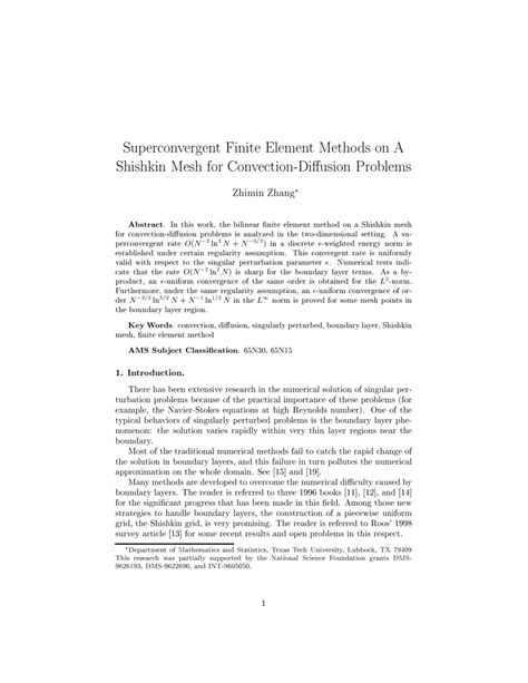pdf superconvergent finite element method on a shishkin mesh for convection diffusion problems