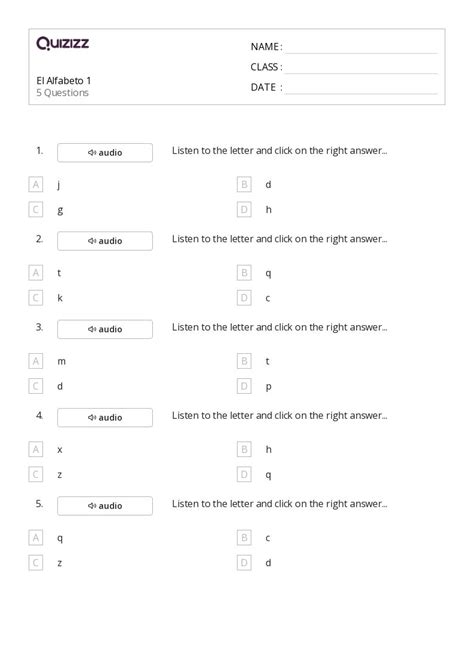 50 Alfabeto Hojas De Trabajo Para Grado 7 En Quizizz Gratis E Imprimible