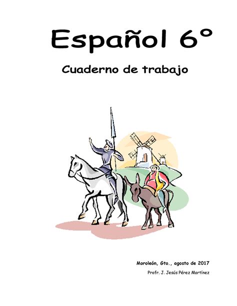 Cuadernillo Espa Ol Sexto Grado Elprofe Morole N Gto Agosto De