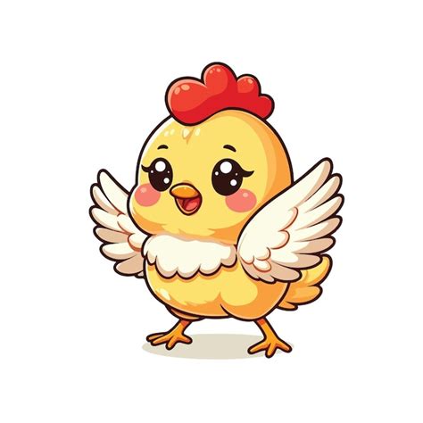 Um Desenho De Desenho Animado De Uma Galinha Um Bico Vermelho