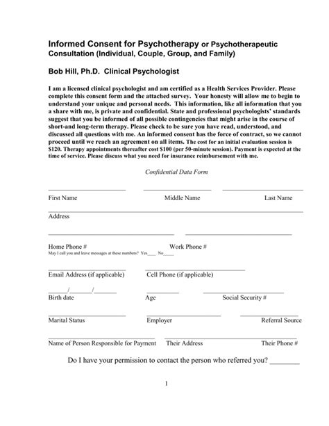 Free Printable Informed Consent Form