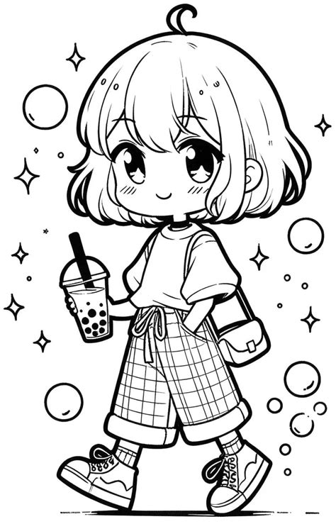 Boba Tea Coloring Pages Delightful Coloring Sheets In Chibi