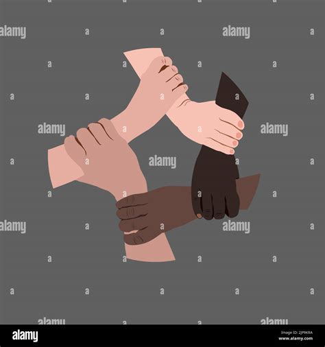 Human Hands From Different Races Holding One Another Racial Equality