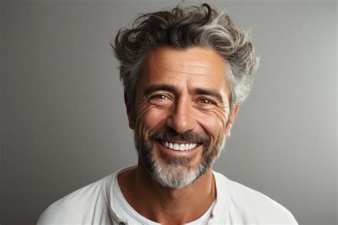Premium AI Image Handsome Middle Age Man With Beard Wearing Casual