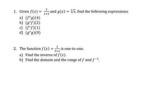 solved given 𝑓 𝑥 5 𝑥 3 and 𝑔 𝑥 3√𝑥 find the