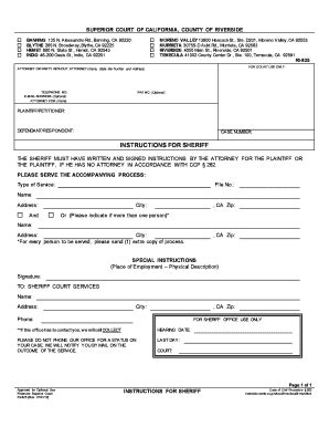 Fillable Online Riverside Courts Ca INSTRUCTIONS FOR BSHERIFFb Fax