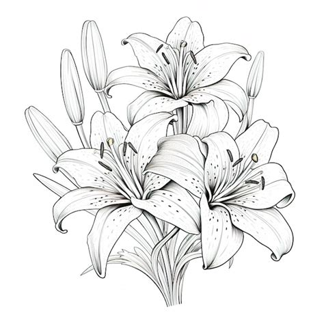 Livre de coloriage Fleurs de Lys Style de croquis réaliste Image