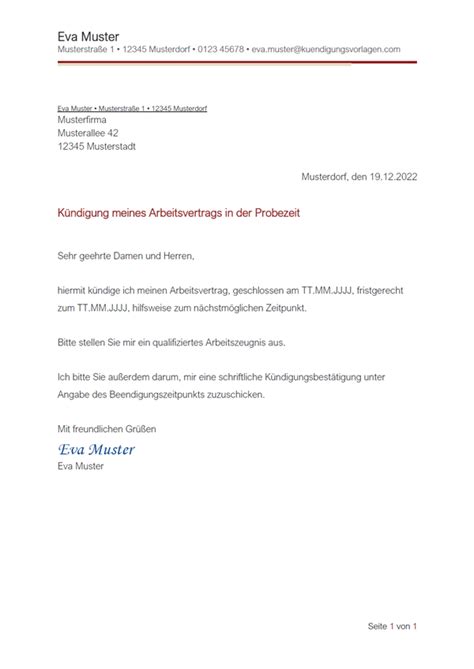 Ziffer segeln leerlaufen kündigung arbeitsvertrag in der probezeit