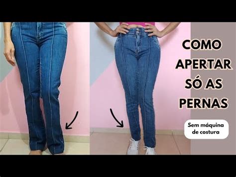 Como apertar CALÇA JEANS FLARE só nas pernas costura à mão DIY